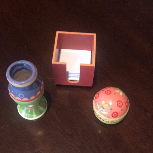 Office | 3 Piece Desk Set Memo Pad Holder Small Paperweight And Pen ...